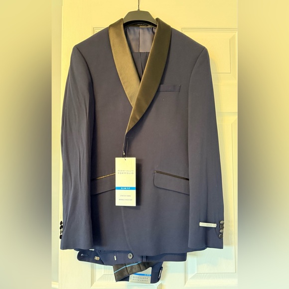 Perry Ellis | Suits & Blazers | Perry Ellis Navy Blue Tuxedo With Black ...
